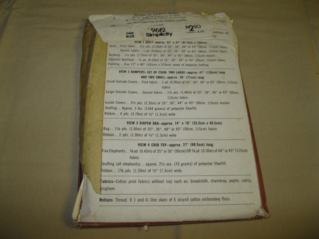 Sewing & Fiber Rug Making Simplicity 9612 Nursery cot accessories baby ...