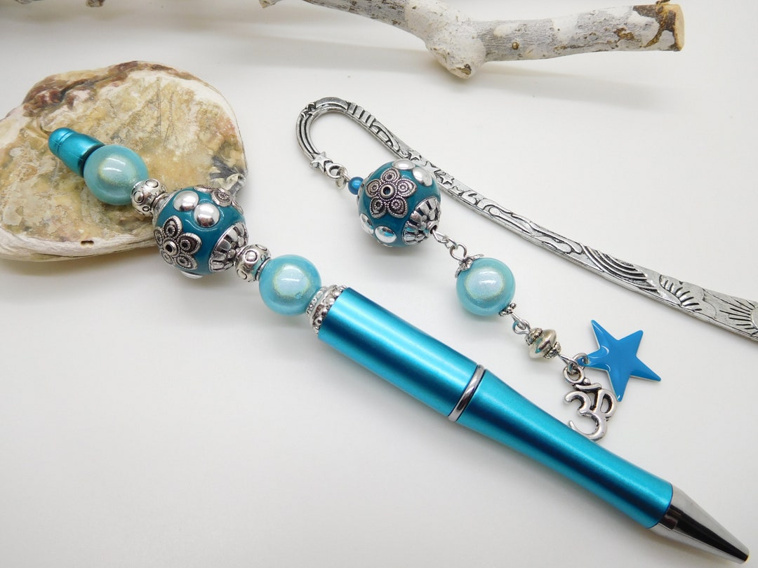 Blue Ballpoint Pen Set and Personalized Bookmark, Bookmark and Pen Set ...