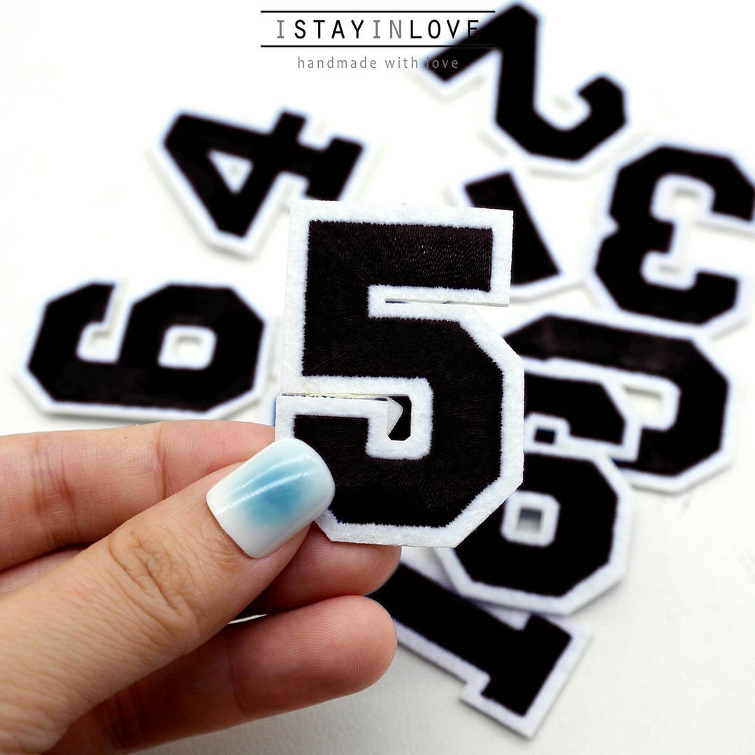 Black Number Iron on Patch, 2 Iron on Letter, Hat Patches, Number ...