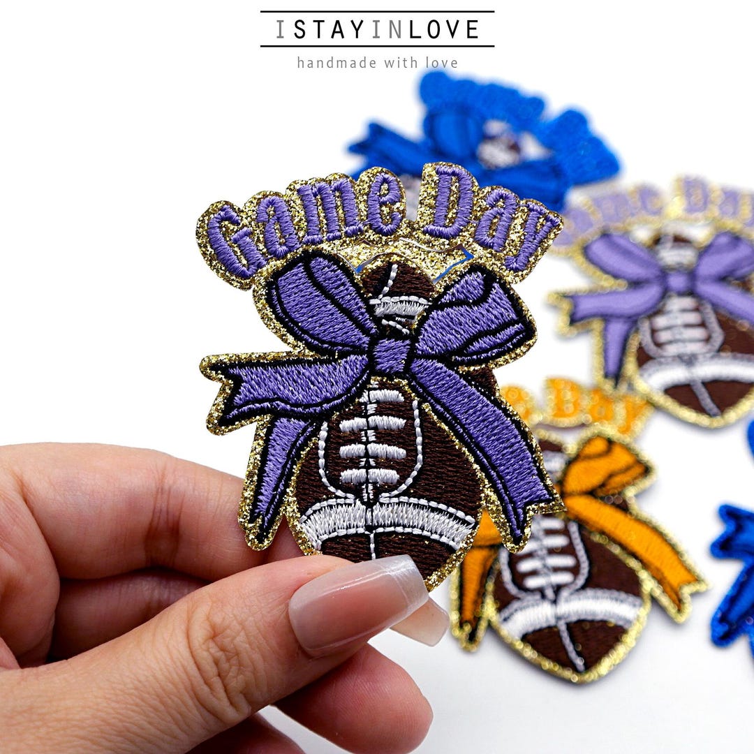 Game Day Embroidered Patches, Bow Iron on Patch, Trucker Hat Patch ...