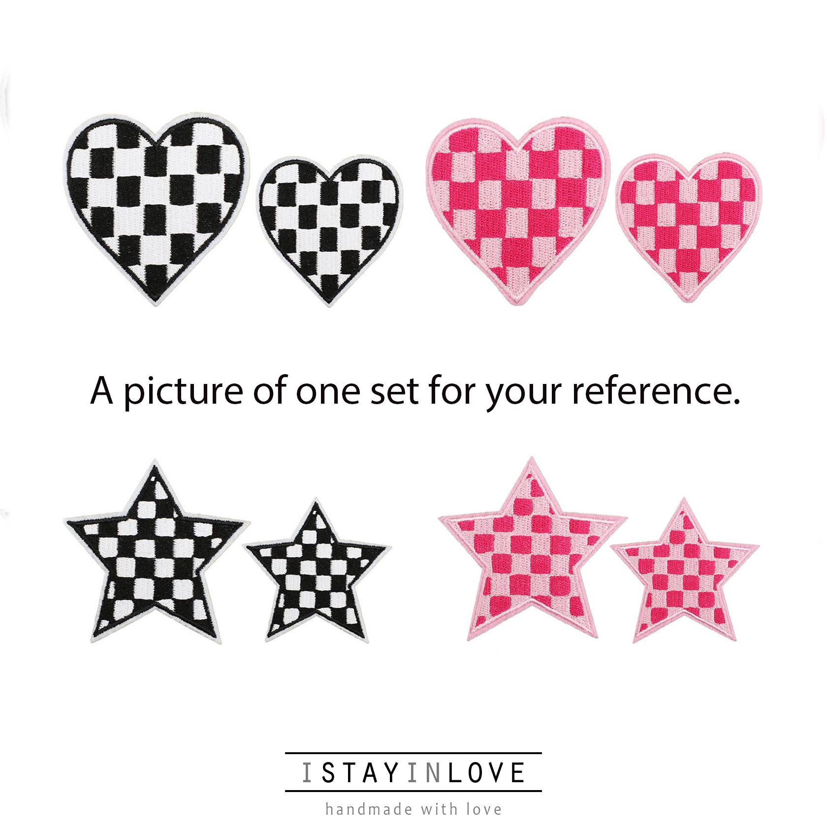 Black and White Checkered Star Patches, Pink Checkered Heart Patches ...