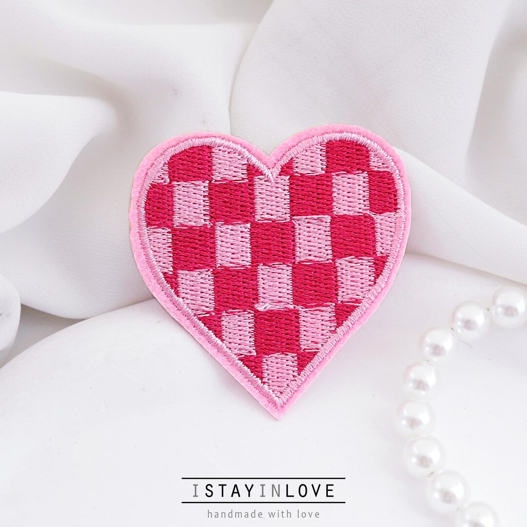 Black and White Checkered Star Patches, Pink Checkered Heart Patches ...