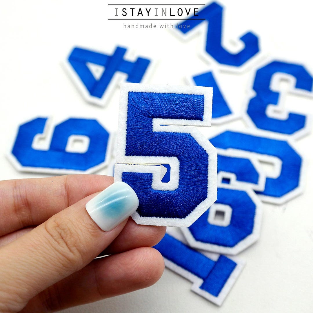 10pcs Blue Number Iron on Patch, 2 Iron on Letter, Hat Patches, Number ...
