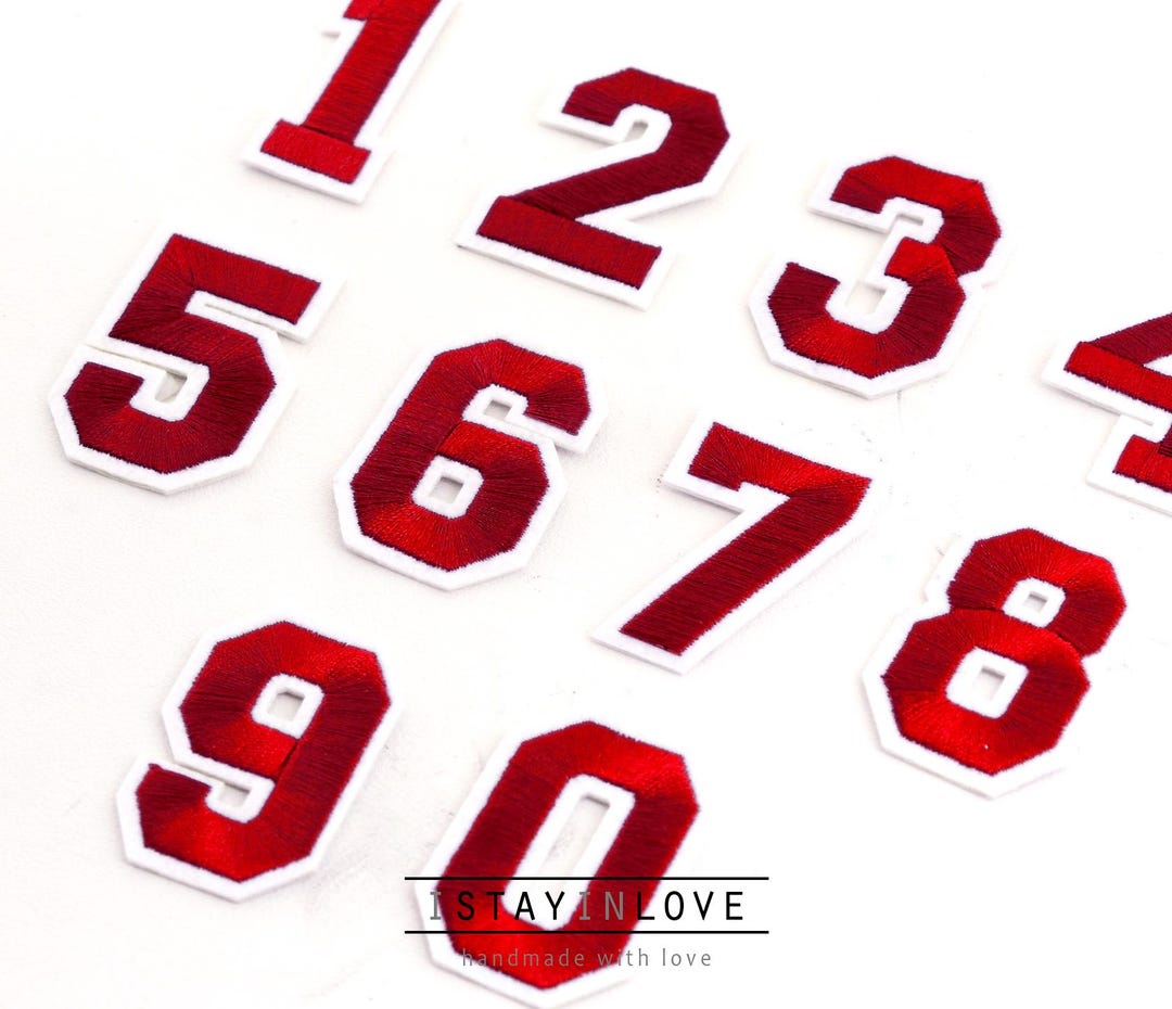 Red Number Iron on Patch, 2 Iron on Letter, Hat Patches, Number Patches ...