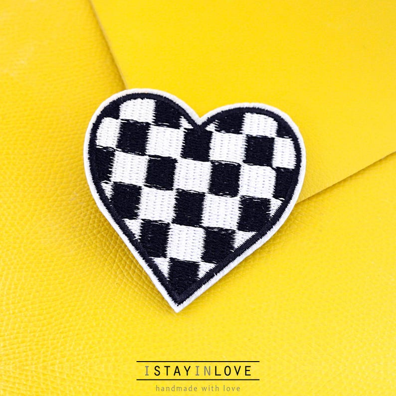Black and White Checkered Star Patches, Pink Checkered Heart Patches ...