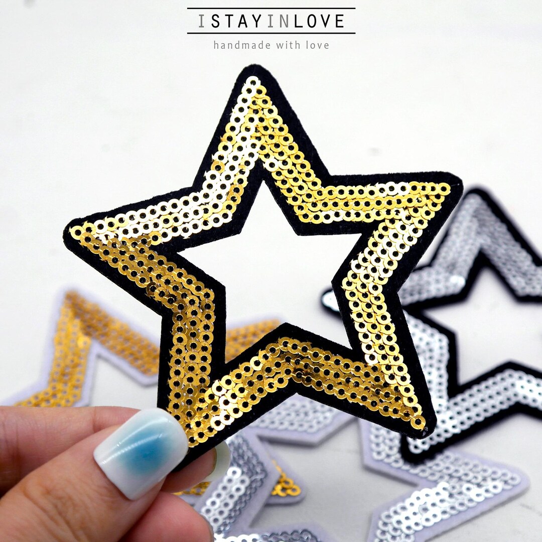 3pcs Star Patch, Sequin Star Patch, Gold Black Star Patch, Party Patch ...