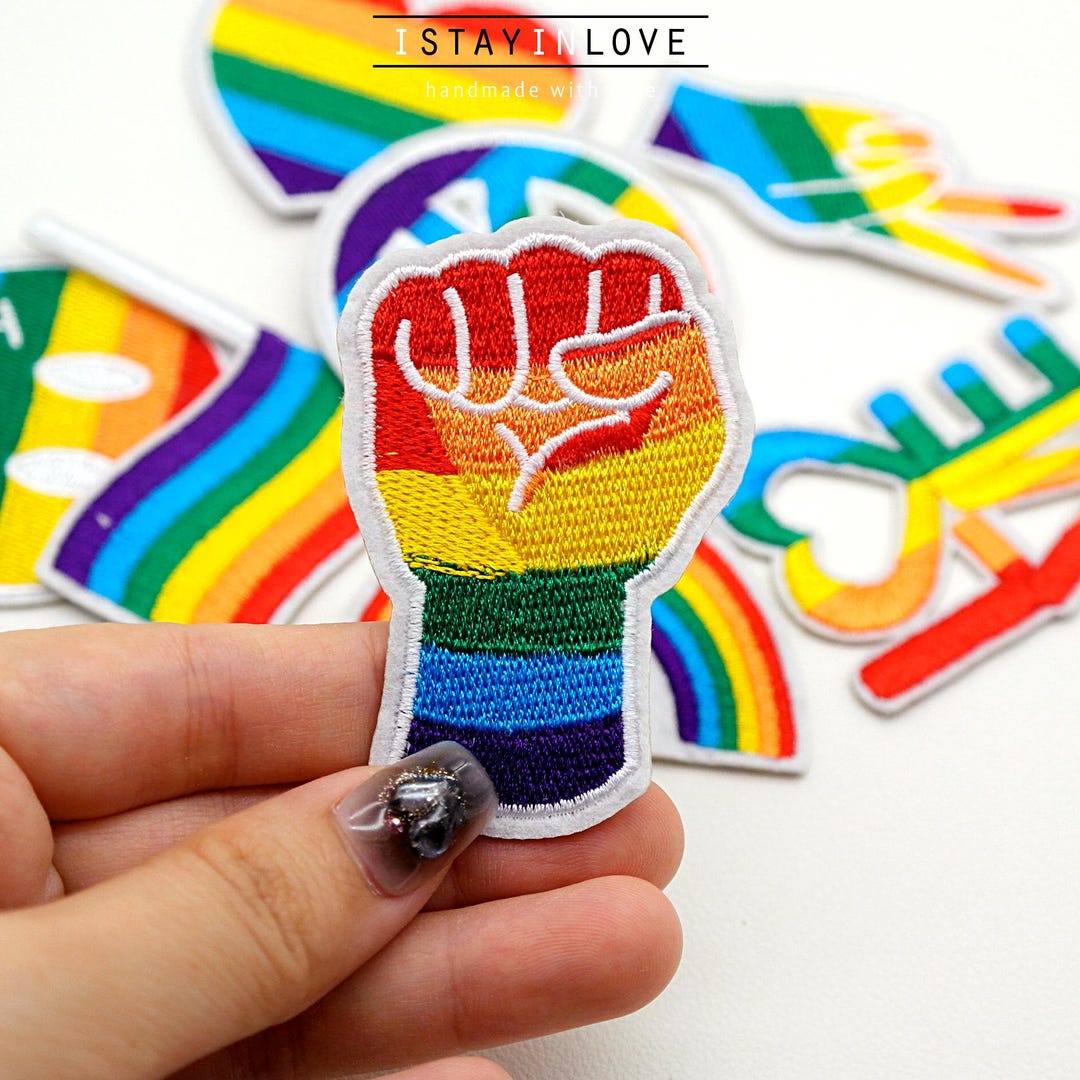 Rainbow Fist Patch, Trucker Hat Patches, Iron on Patch, Fight Hand ...