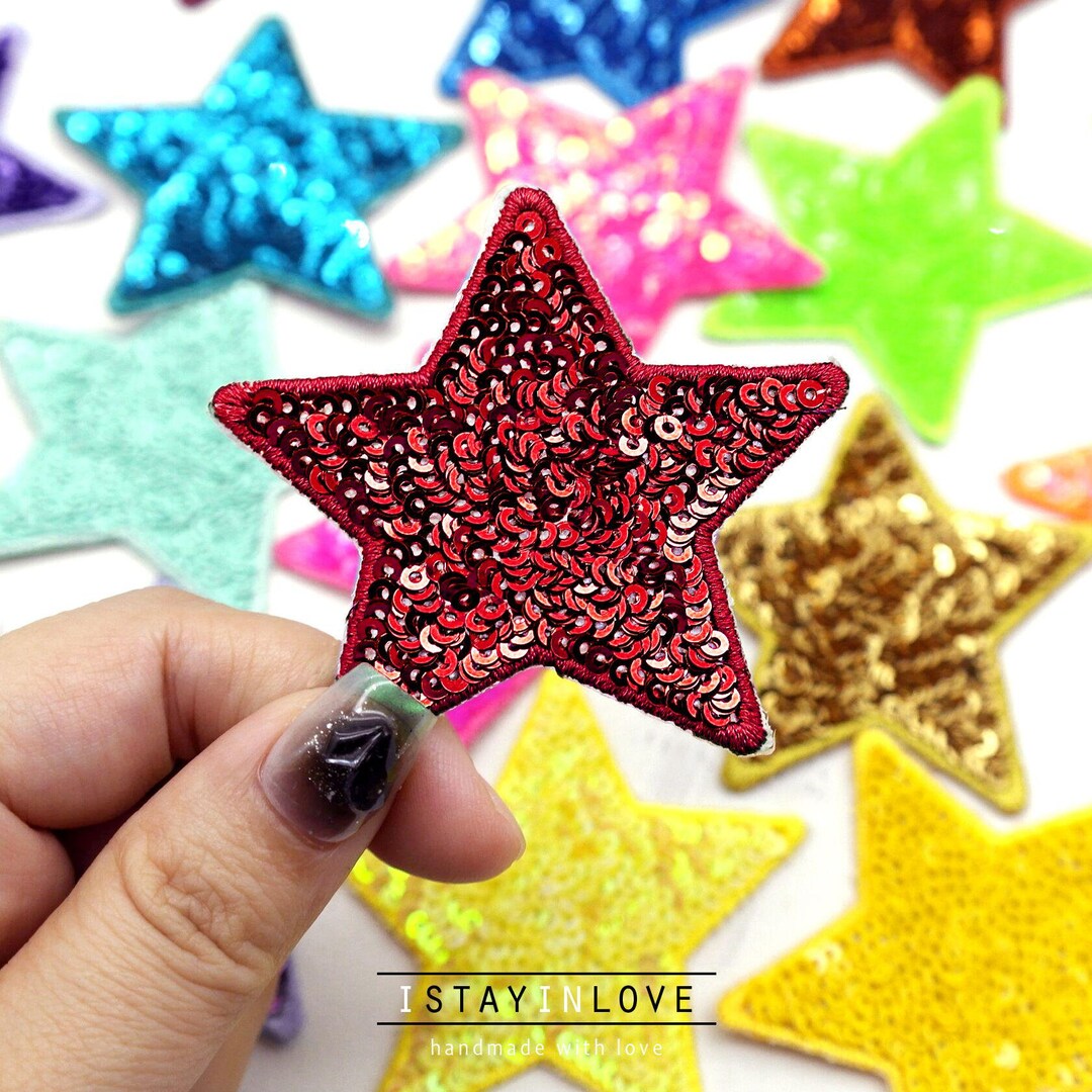 Star Patch, Sequin Star Patch, Red Star Patch, Party Patch Iron On ...