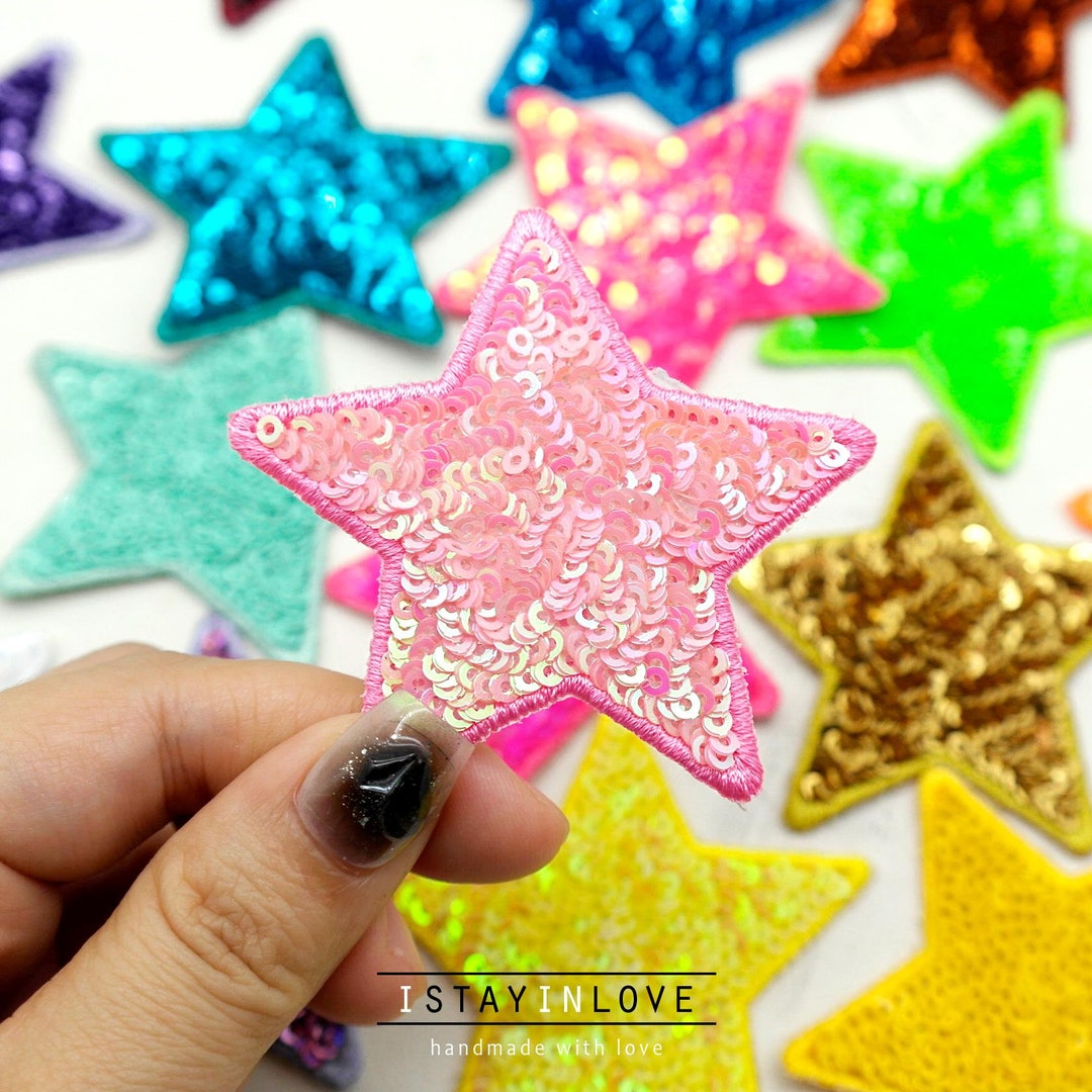 Star Patch, Sequin Star Patch, Pink Star Patch, Party Patch Iron On, Trucker Hat Patch, Patches ...