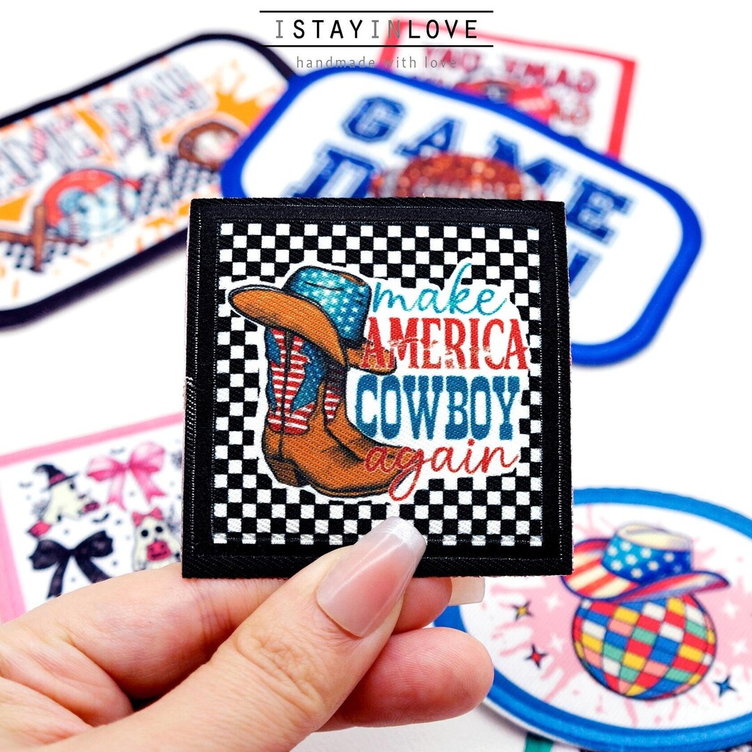 American Flag Cowgirl Boot Patch, Western Patch, Cowgirl Hat Patch, Trucker Hat Patches, Printed ...