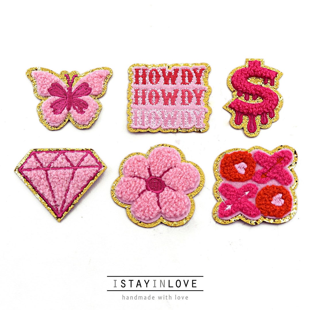 Pink Diamond Patch, Flowers Patches,butterfly Patch,howdy Patches,oxox ...