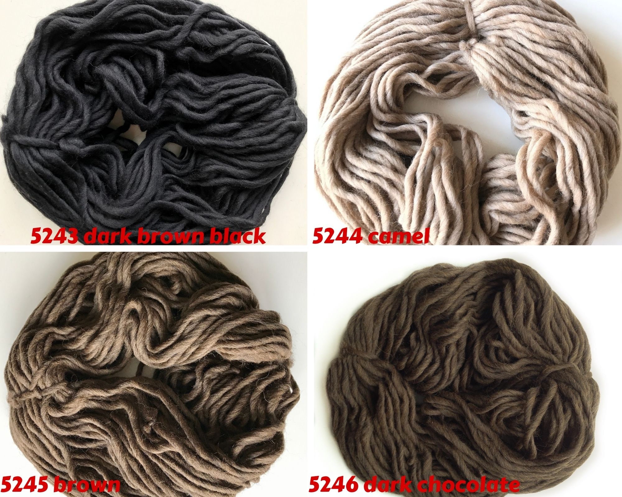 Dark Brown Yarn Chunky Merino Wool Bulky Weight 6 Thick Yarn | Etsy