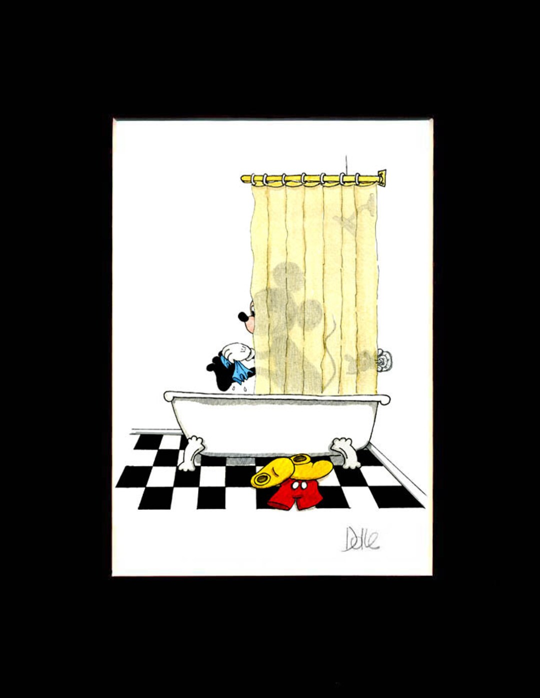 Humorous Bathroom Print of Disney's MICKEY in the Shower - Etsy