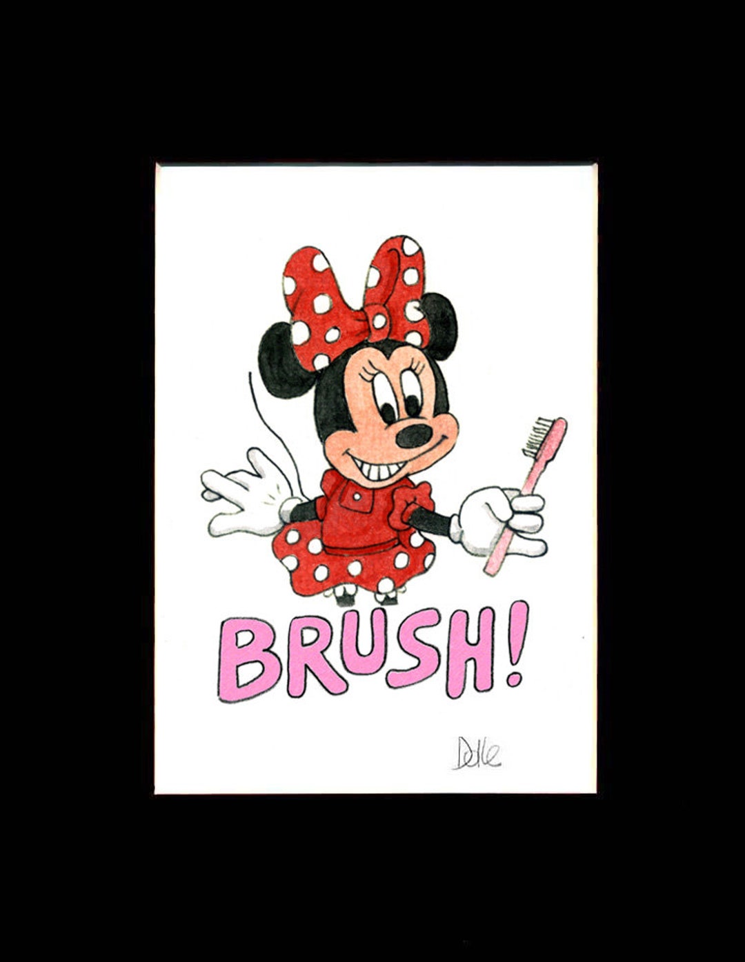 Humorous Bathroom Print of Minnie Brushing Her Teeth - Etsy