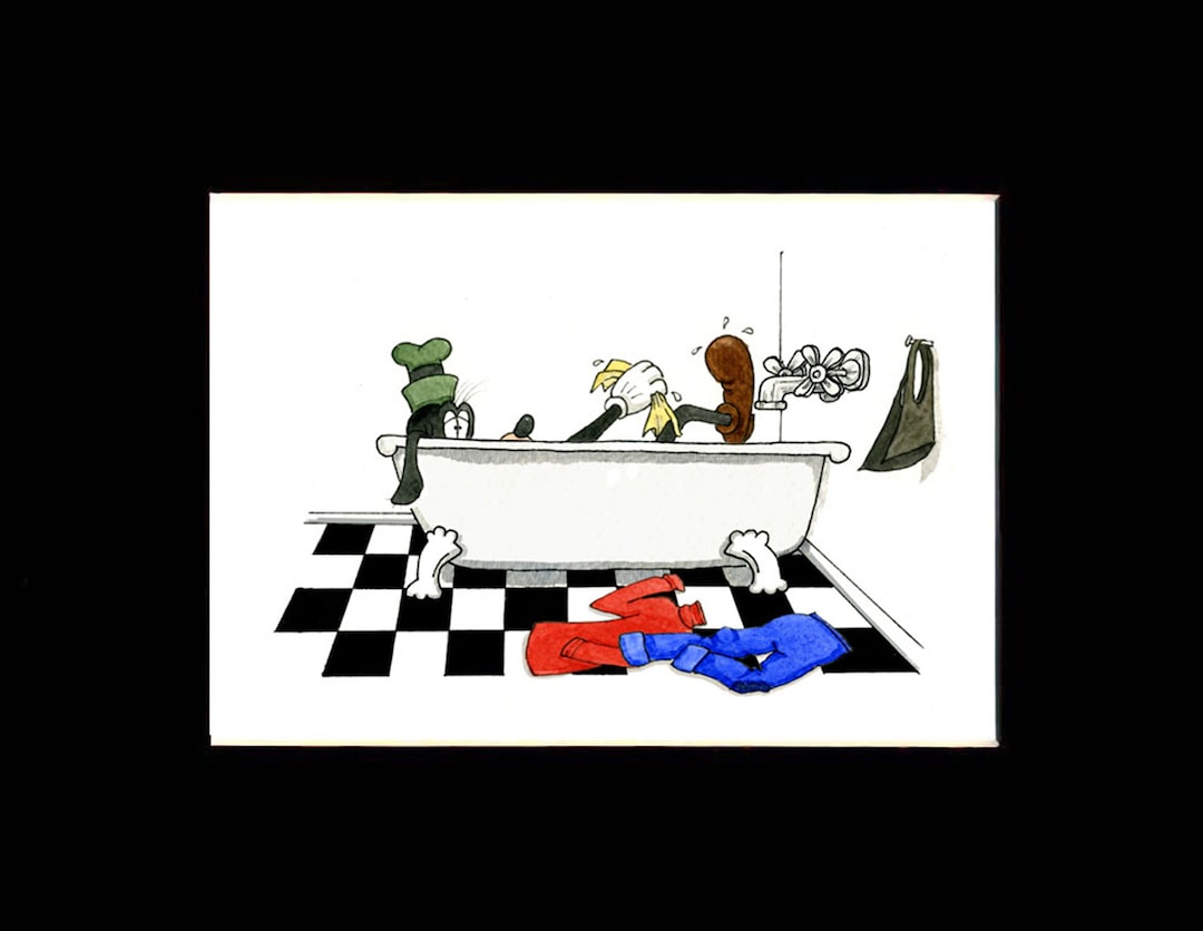 Humorous Bathroom Print of Disney's GOOFY in the Bathtub - Etsy