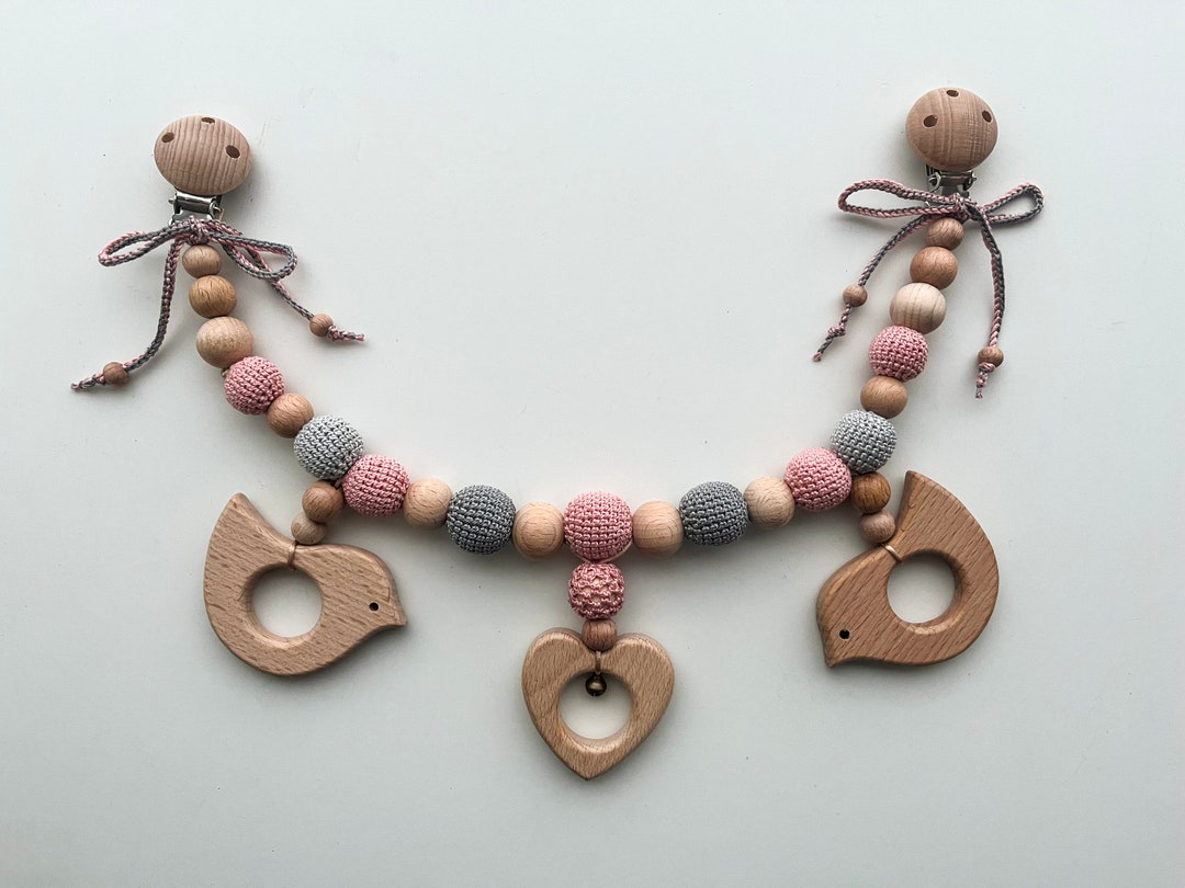Pram Garland With Wooden Birds and Flower - Etsy