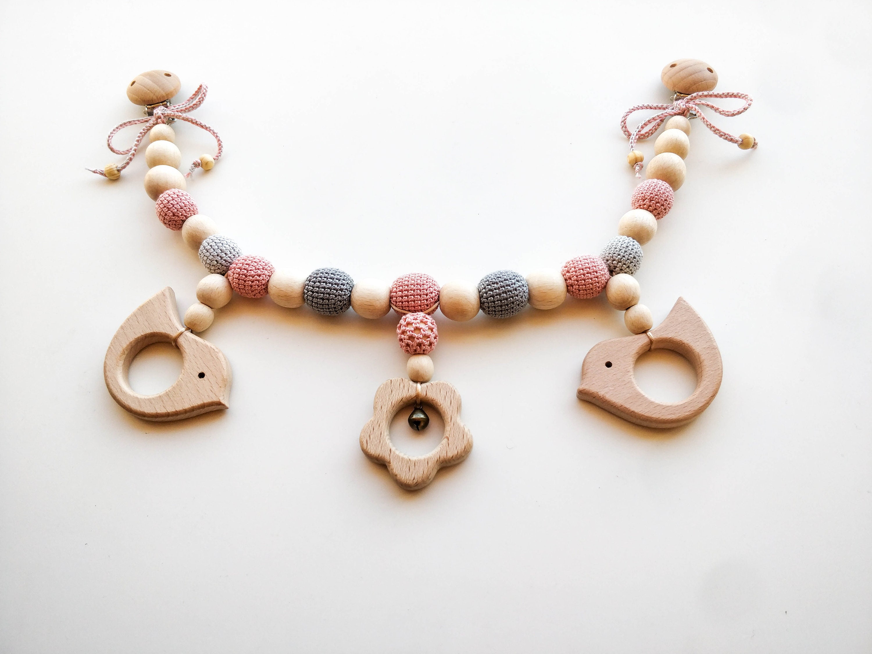 Pram Garland With Wooden Birds and Flower - Etsy