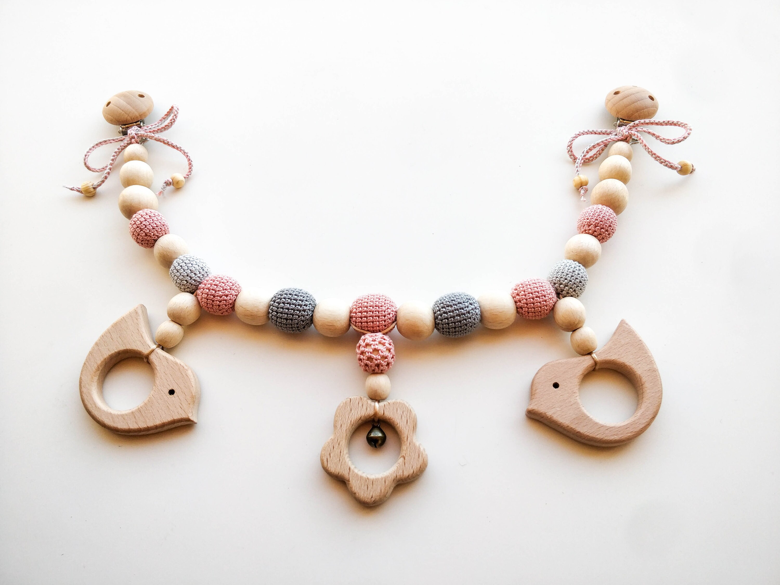 Pram Garland With Wooden Birds and Flower - Etsy