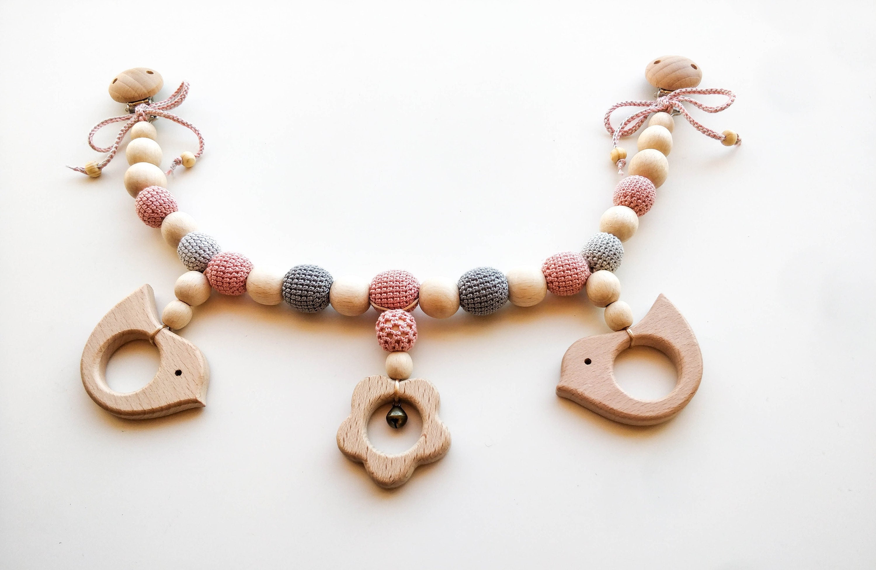 Pram Garland With Wooden Birds and Flower - Etsy