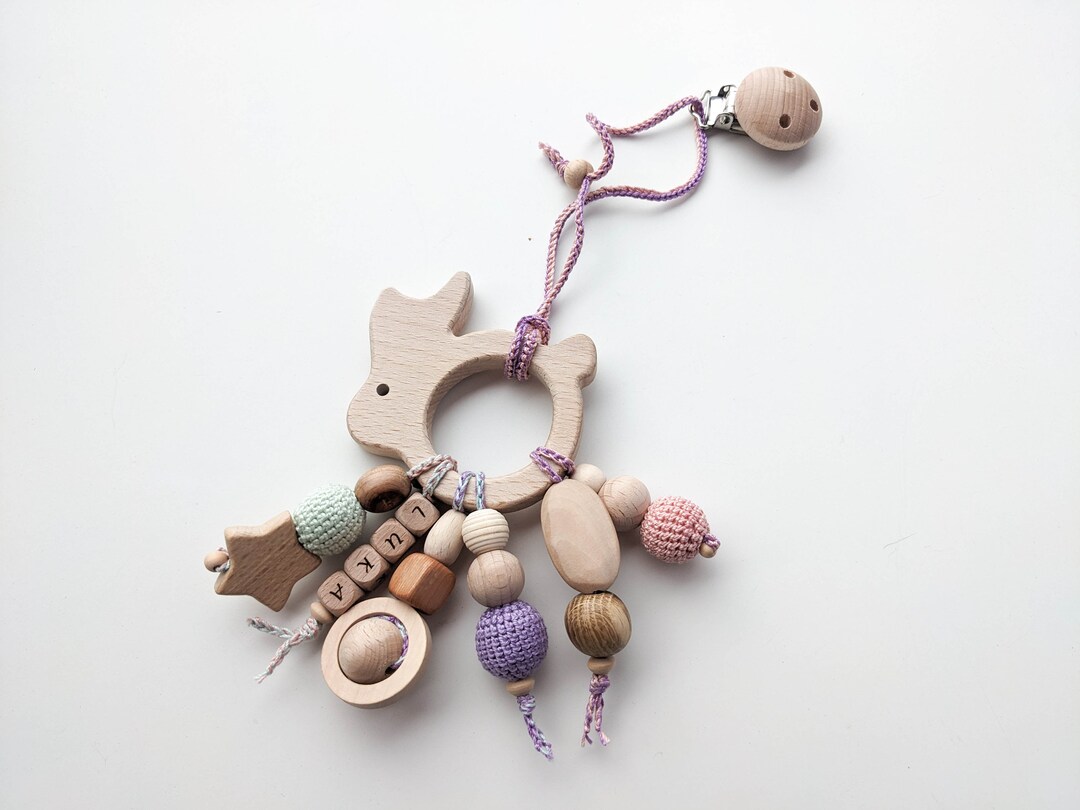 Stroller Toy Bunny Carseat Bunny Decoration With Clip Wooden ...