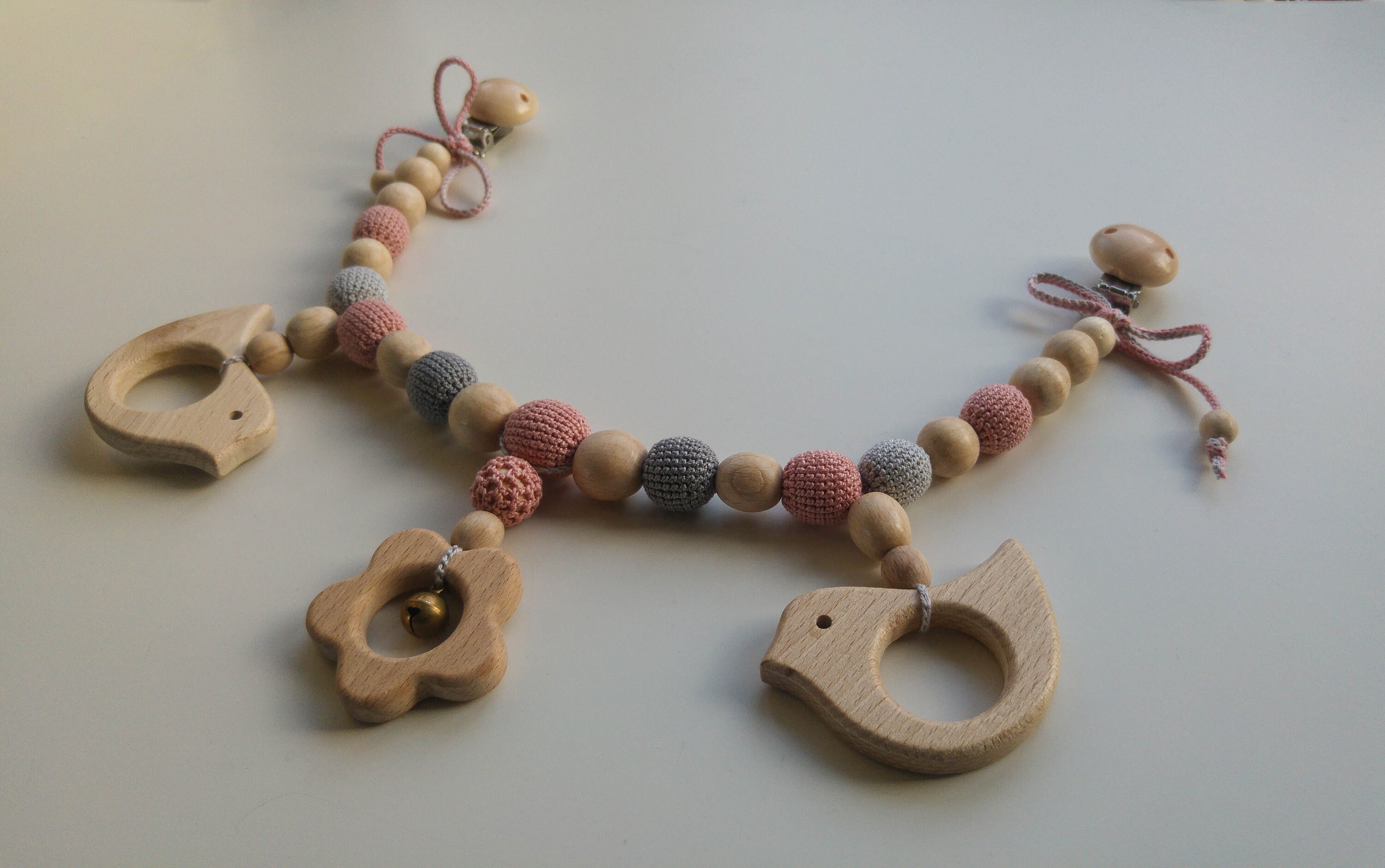 Pram Garland with Wooden Birds and Flower | Etsy