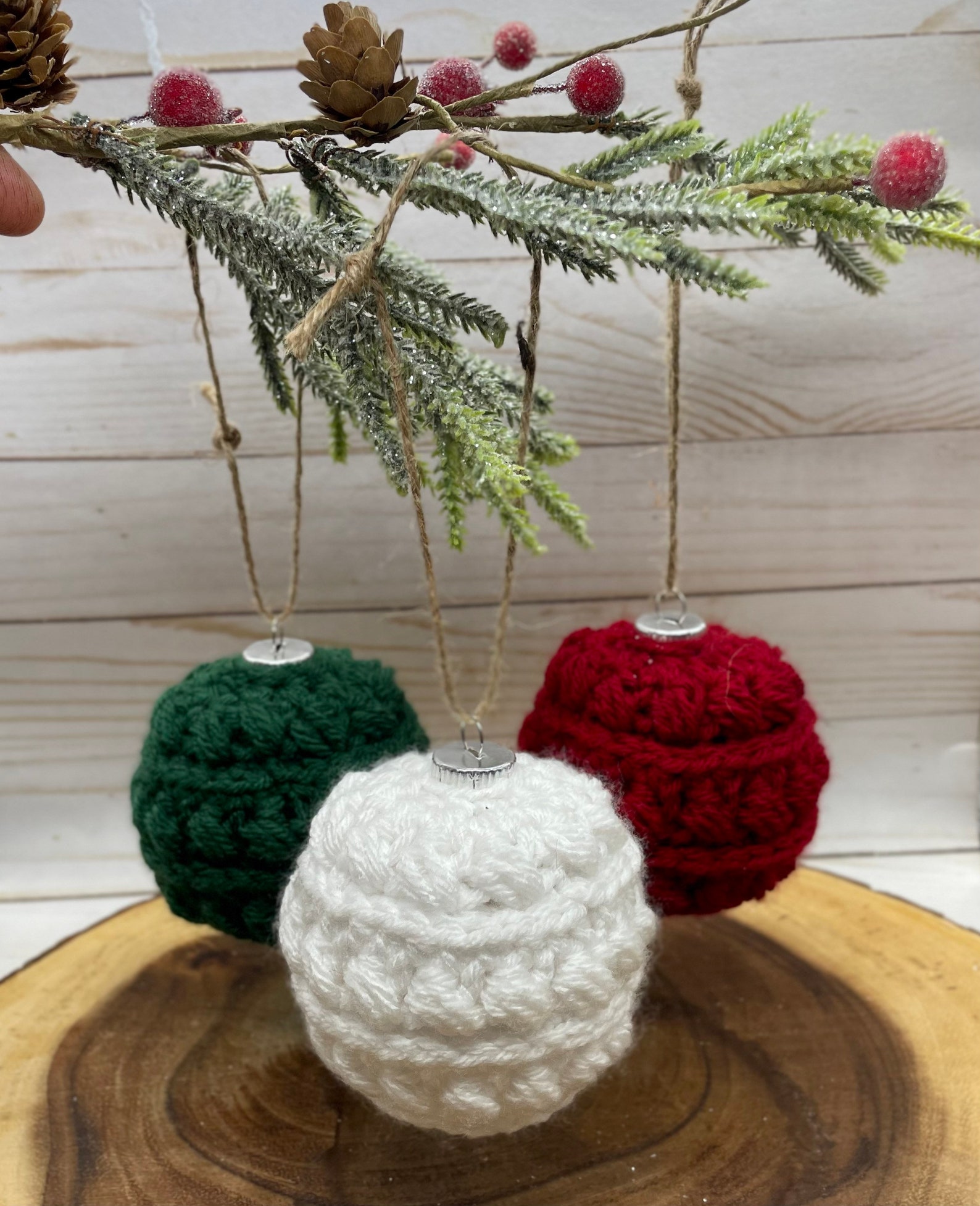 Country Crochet Ornaments, Farmhouse Christmas Decor, Unbreakable ...