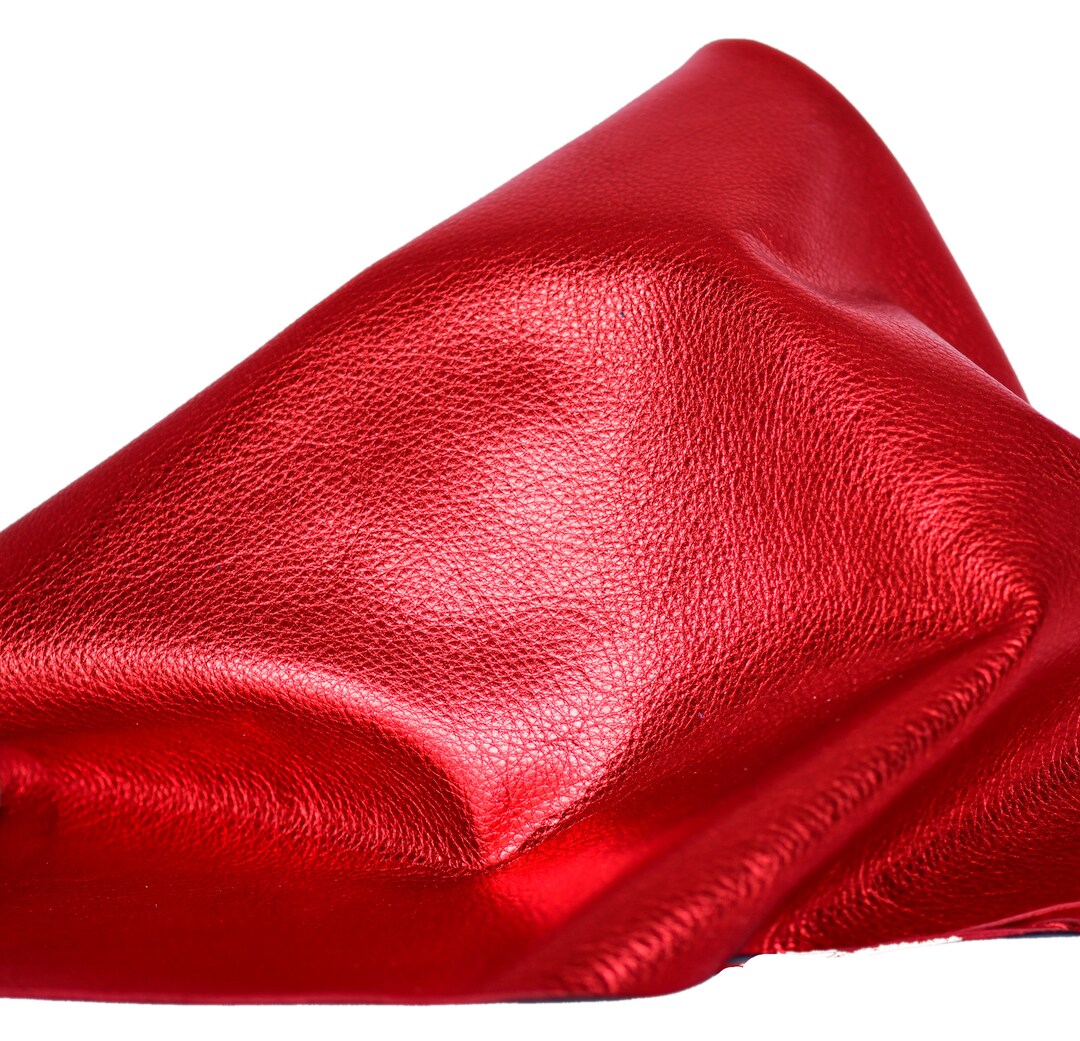Red Metallic Leather Pieces 3-3.5oz.(1.2-1.4mm) 4x4 Inche to 20x20 Inch ...