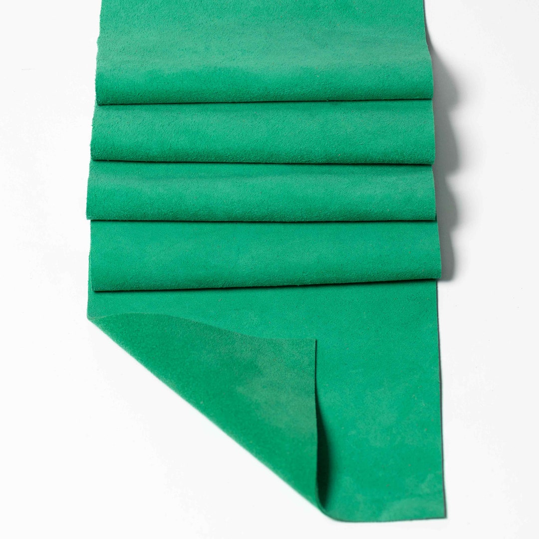 Suede Leather Panel Scrap Piece Soft Buffed Emerald Green Size Small ...