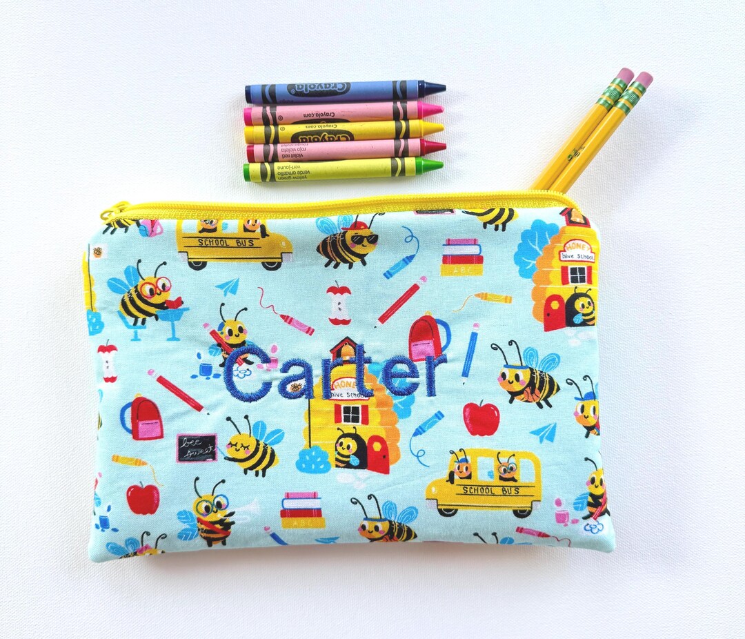 Personalized Pencil Pouch Kids Zipper Pencil Case Gift for Bee Lovers ...