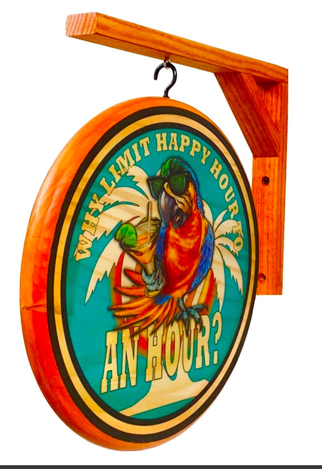 Happy Hour Parrot Beach Sign - 15 Inch Wooden Hanging Sign - Etsy