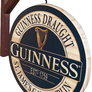 Guinness Draught Pub Sign - 12 Inch Diameter - Includes Wall Handing ...