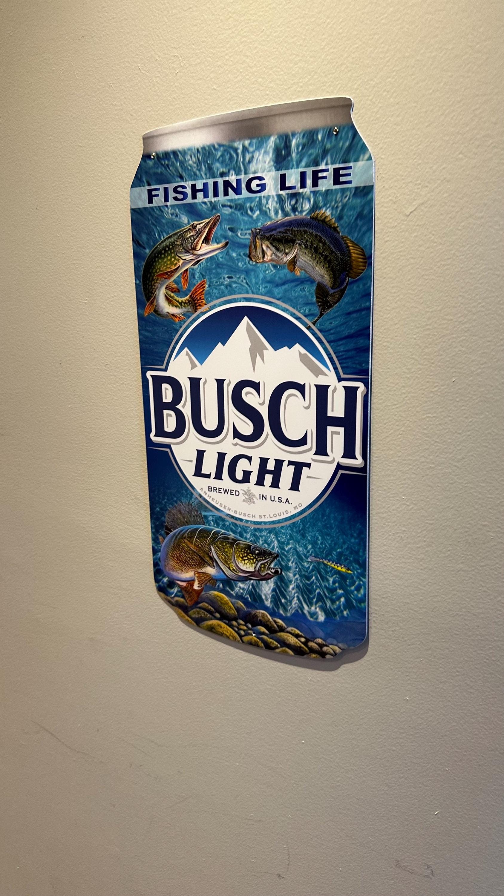 Busch Light Fishing Life Aluminum Can Sign - Dimensions - 14 in X 28 In ...