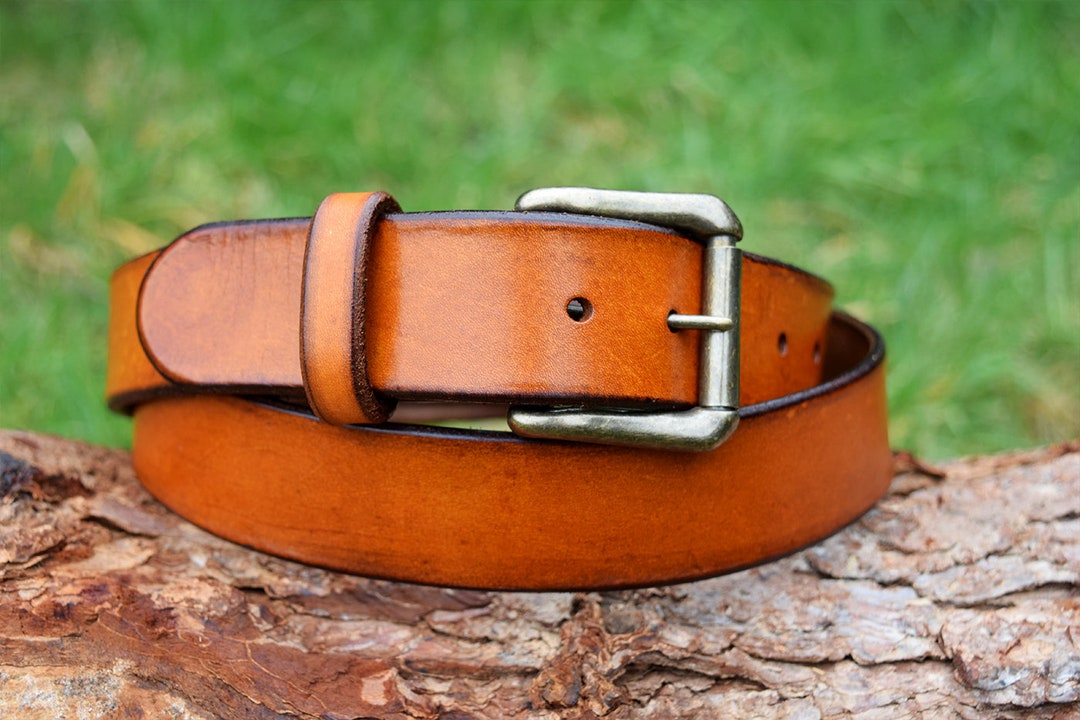 Cristopher Handmade Full Grain Tan Leather Belt Fitted With Roller ...