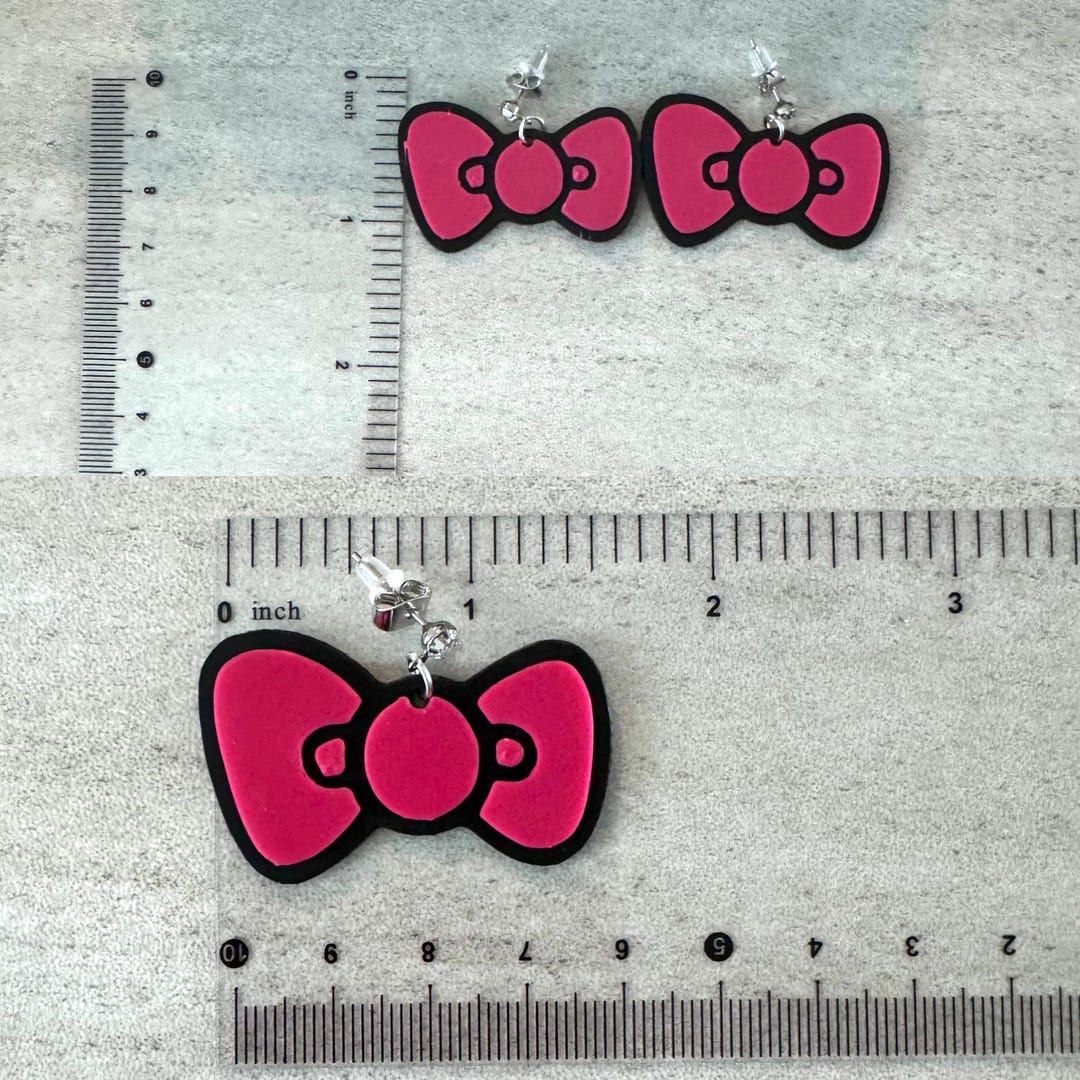 3D Hello Kitty Earrings - Hello Kitty Bow Earrings - Dangle Earrings ...