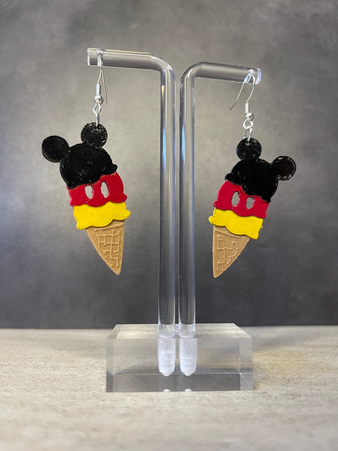 3D Mickey Mouse Ice Cream Cone Earings Mickey Mouse Inspired - Etsy