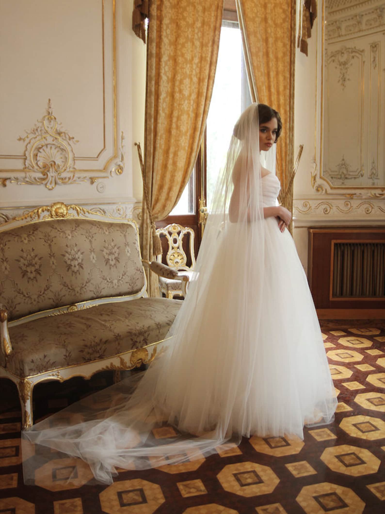 Soft Italian Tulle Cathedral Wedding Veil, Single / 1 Tier Wedding Veil ...