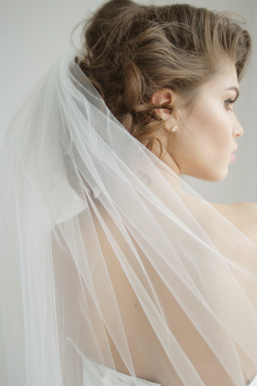 Single / 1 Tier Cathedral Wedding Veil Simple Tulle Wedding - Etsy