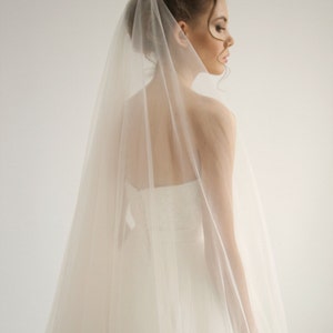 Cathedral Italian Soft Tulle Wedding Veil With Knee Blusher in Peach ...