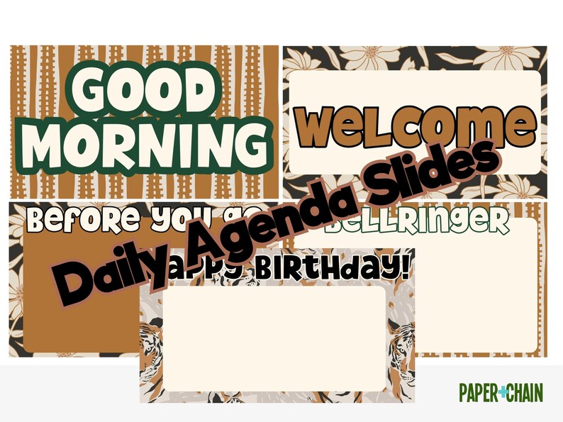 Daily Agenda Tiger Neutral Classroom Agenda Slide Templates - Etsy