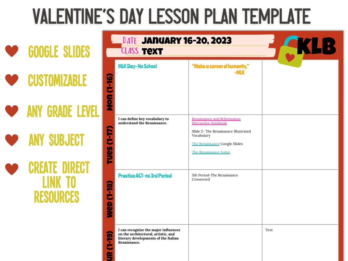 Daily Lesson Plan Editable Google Slides Template - Etsy