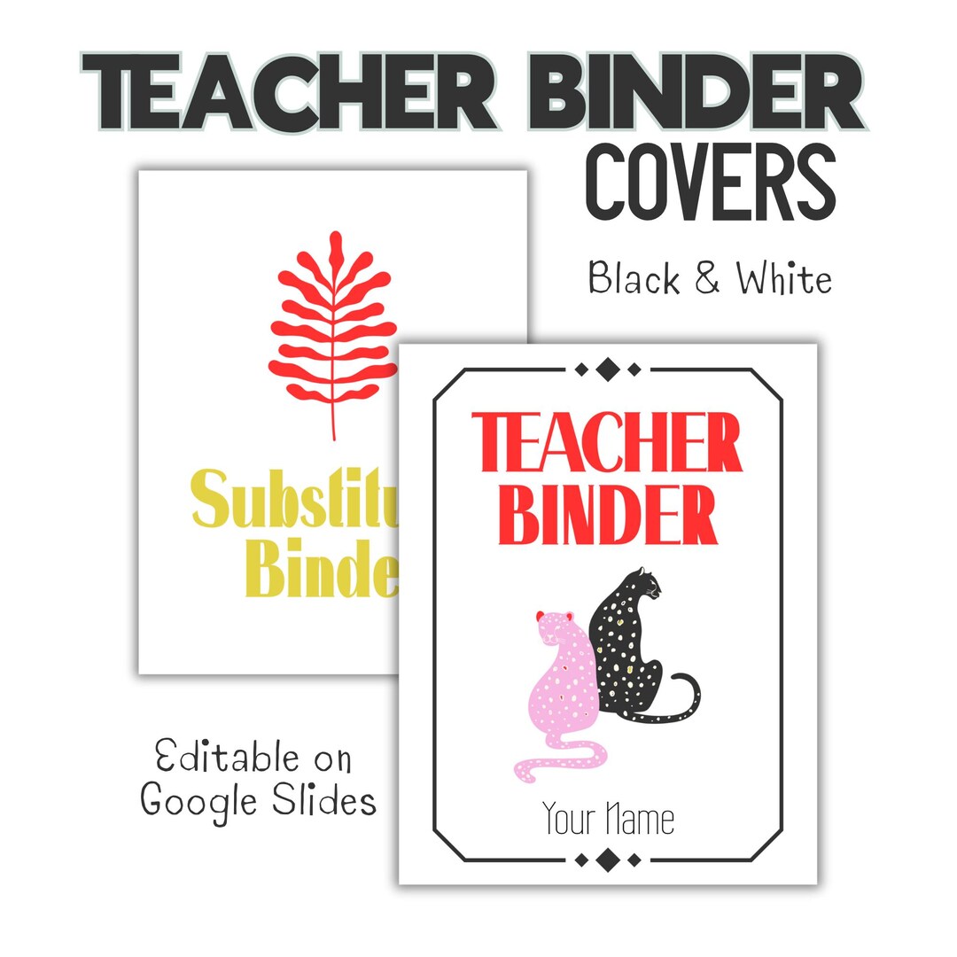 Teacher Binder Covers & Spines Classy Cat Editable Printable - Etsy