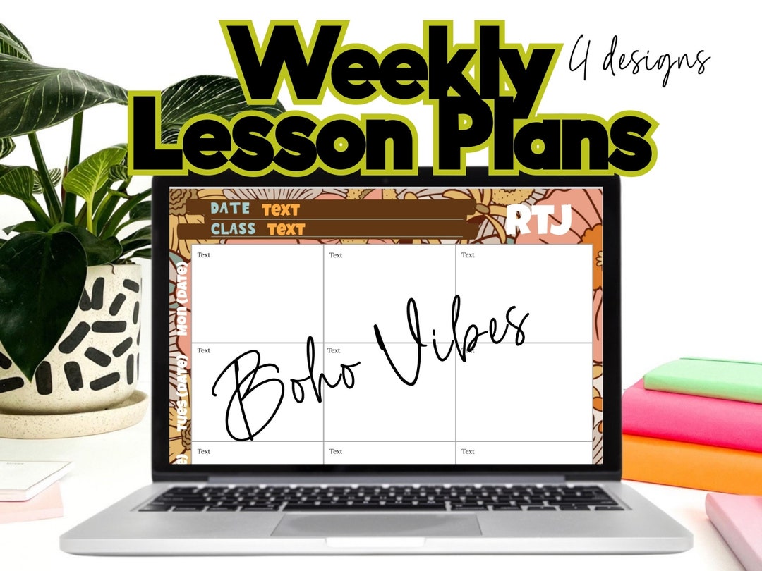 Daily Lesson Plan, Editable, Google Slides Template, Boho Vibes Floral ...