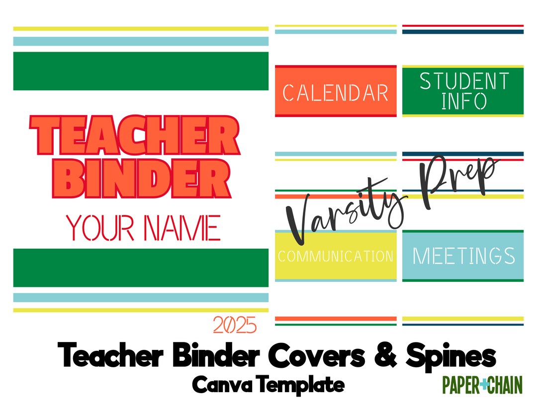 Varsity Prep Editable Binder Covers & Spines Canva Template - Etsy
