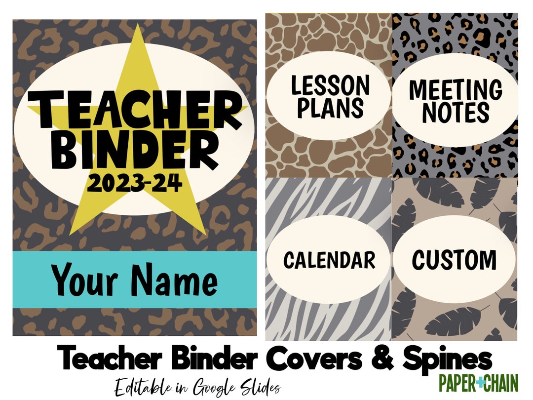 Animal Print Star Teacher Binder Covers & Spines, Editable - Etsy