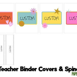 Teacher Binder Covers & Spine Editable in Google Slides, Patches - Etsy
