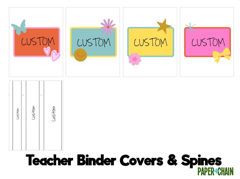 Teacher Binder Covers & Spine Editable in Google Slides, Patches - Etsy