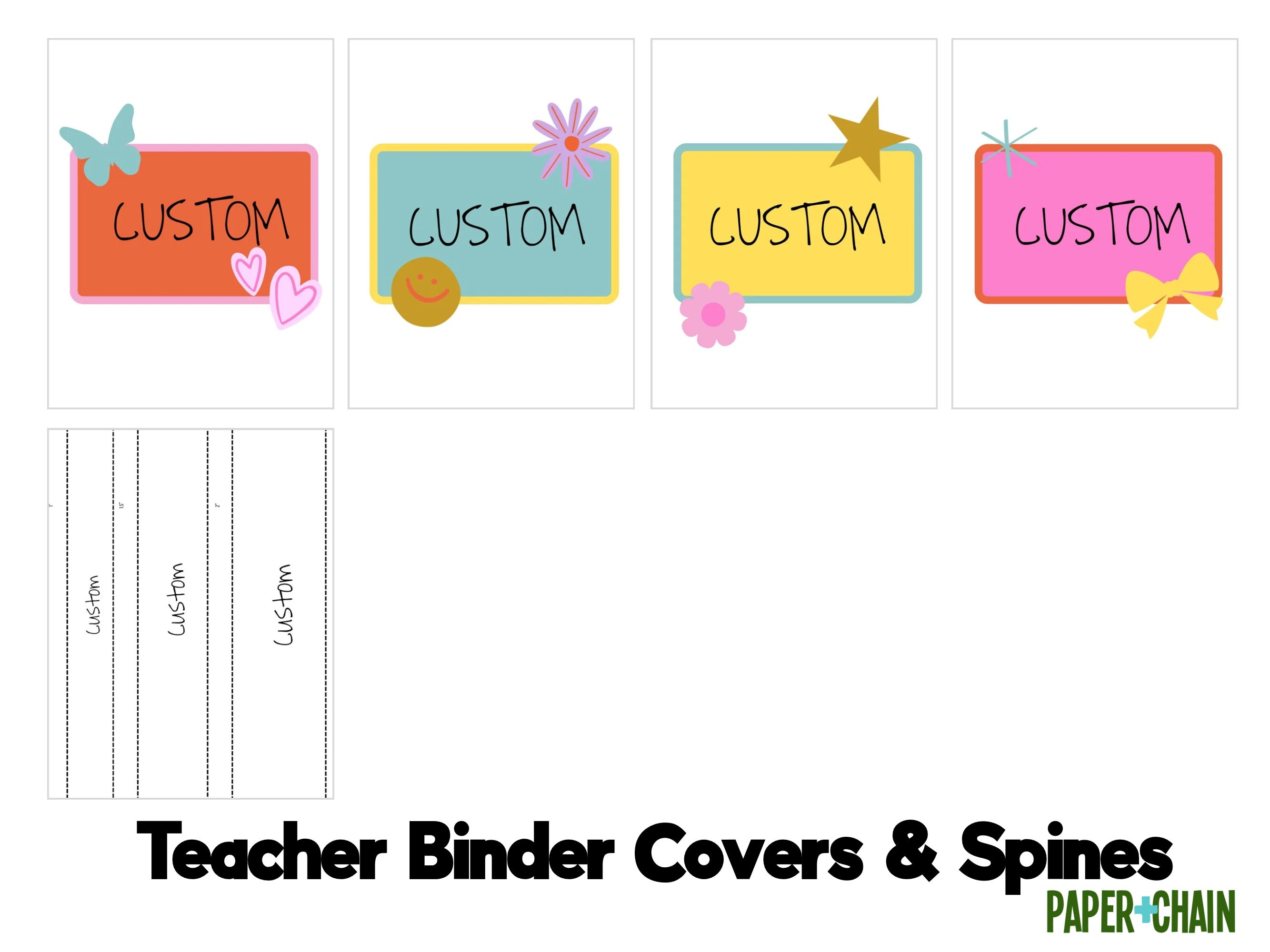 Teacher Binder Covers & Spine Editable in Google Slides, Patches - Etsy