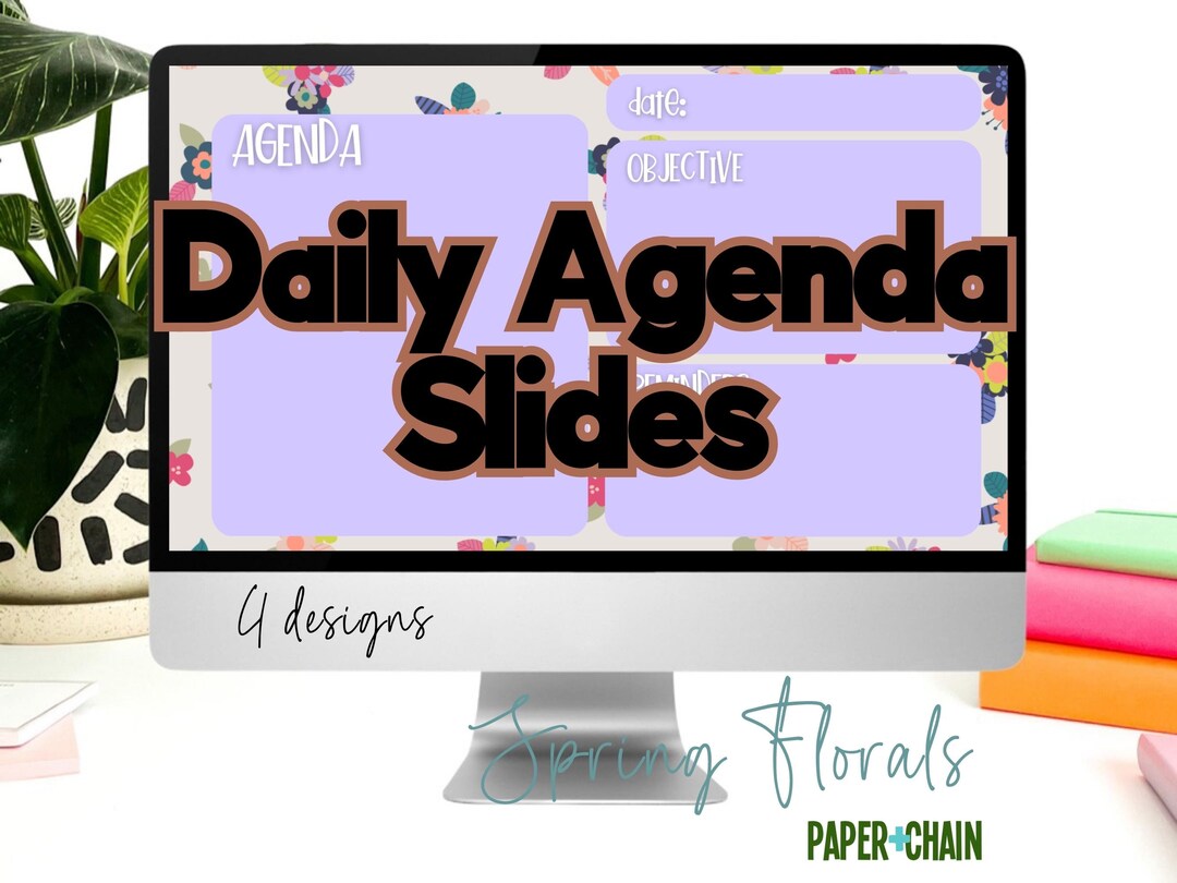 Teacher Daily Agenda Slides, Spring Florals - Etsy