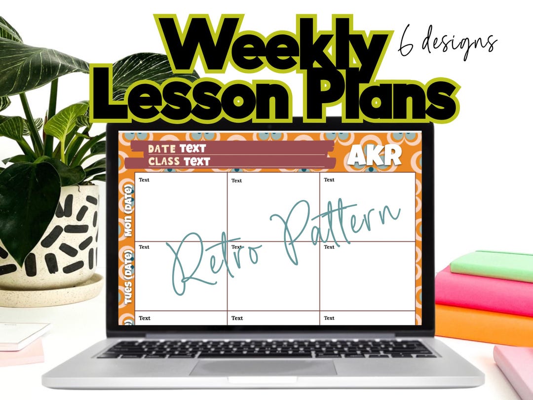 Retro Pattern Weekly Lesson Planner Teacher Template - Etsy