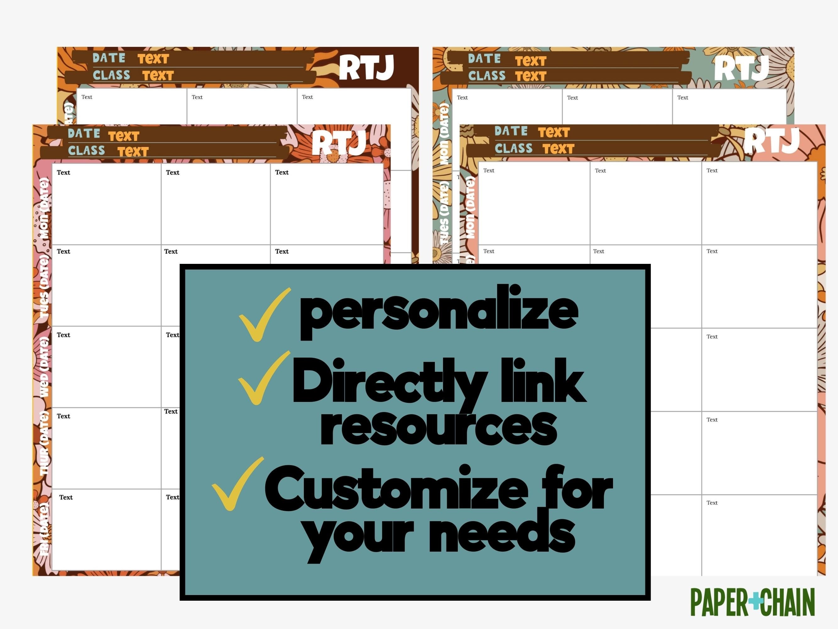 Daily Lesson Plan, Editable, Google Slides Template, Boho Vibes Floral ...